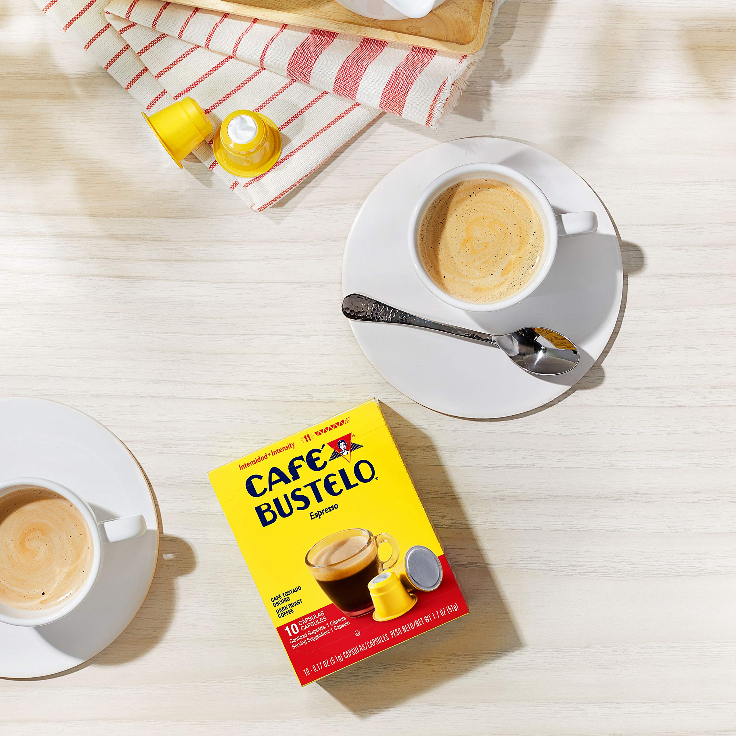 Café Bustelo Espresso Dark Roast Coffee, 40 Count Capsules for Espresso Machines, 11 Intensity