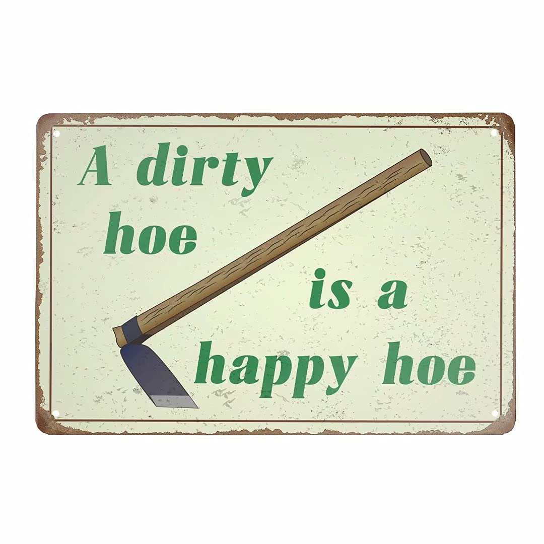 Rellcolle Retro Metal Tin Sign A Dirty Hoe is A Happy Hoe Aluminum Sign for Home Bar Wall Art DĂŠcor, 12x8 INCH