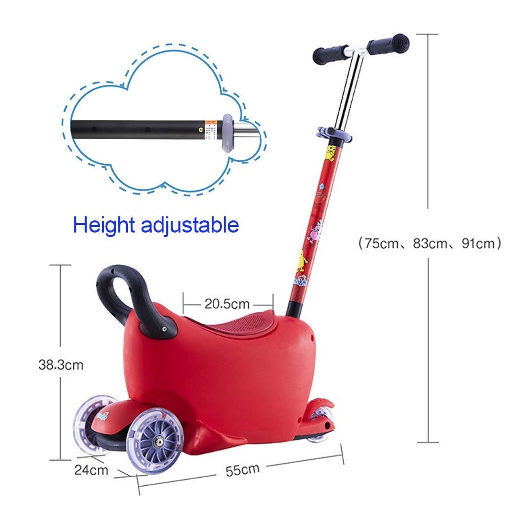 ygqtbc 3 in 1 Scooter for Kids 3 Wheel Kick Scooter with Removable Seat, with Toys Storage Basket, Adjustable Handle, Widened Wheels for Children 1-10 Years Old ( Color : Blue )