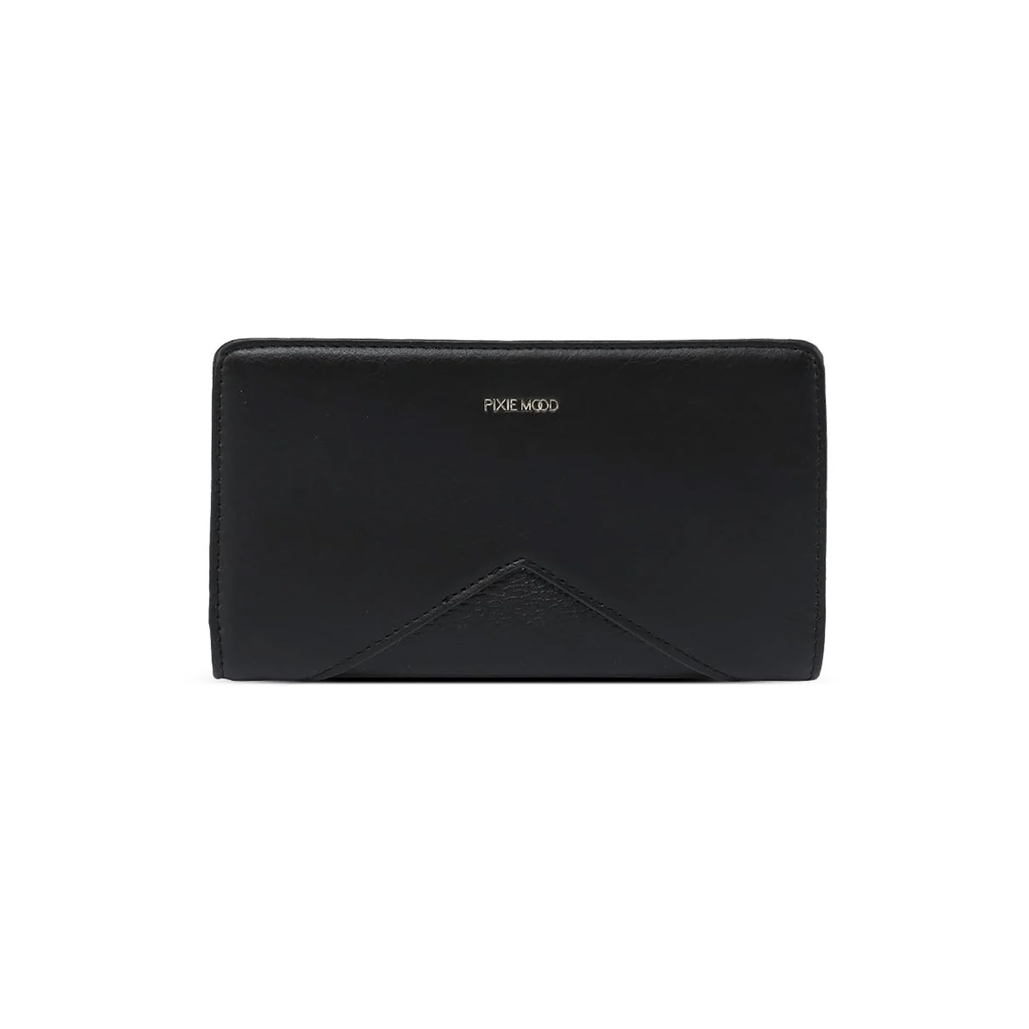 Pixie Mood Sophie 6.75 x 3.75 Vegan Leather Snap Closure Card Wallet, Black Croc