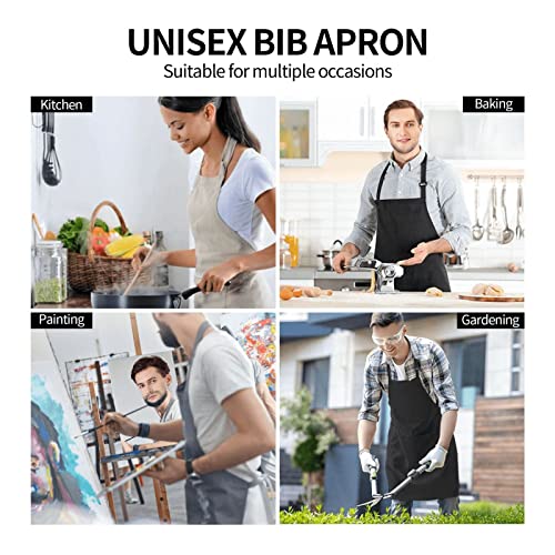 Perinsto Cute Dogs Animal (Dark Grey) Waterproof Apron With 2 Pockets Kitchen Chef Aprons Bibs For Cooking Baking Painting Gardening Grooming