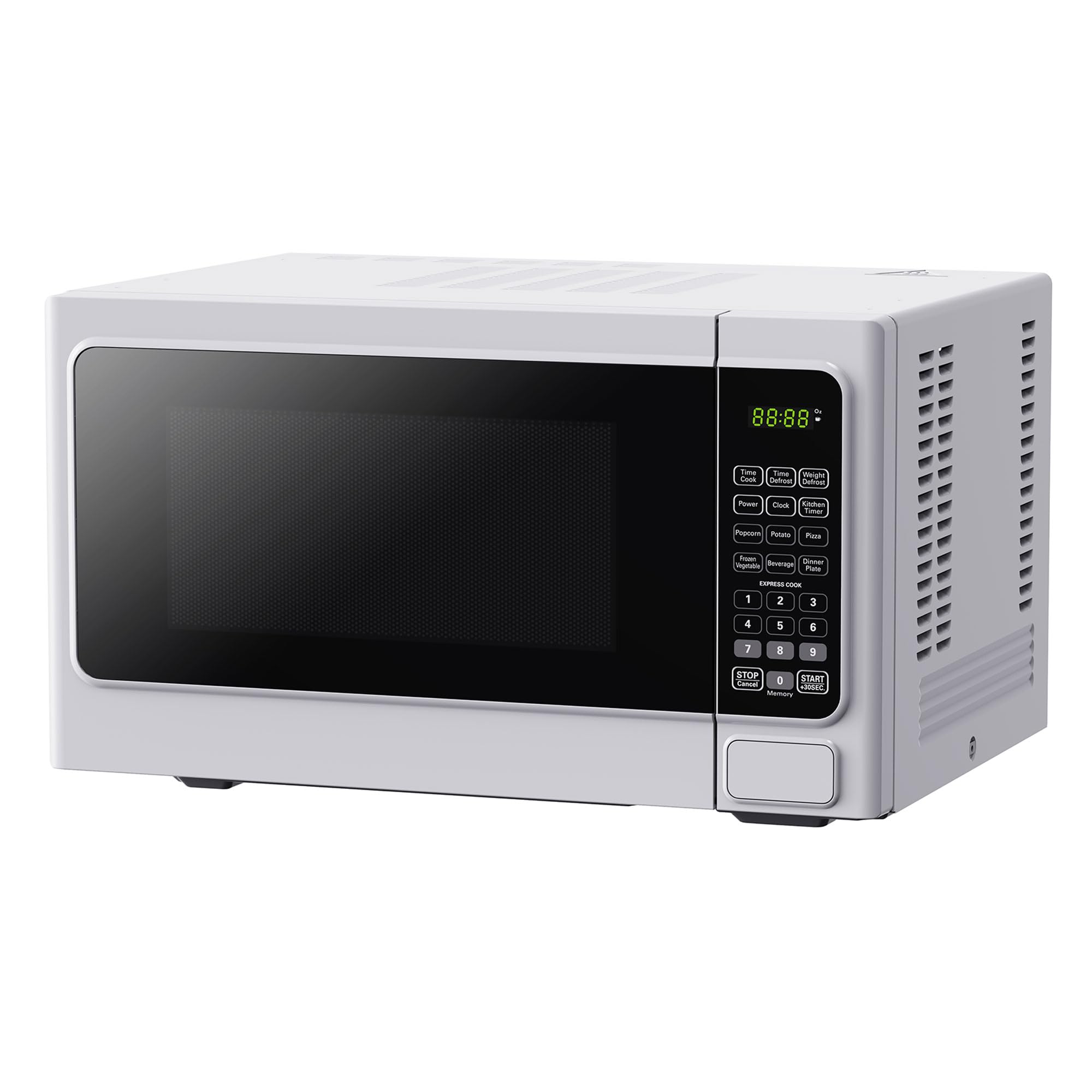 Black+Decker Compact 1000 Watt LED Display Countertop Small Microwave Oven with Turntable, Digital Controls, 6 Cooking Modes, White