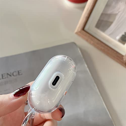 Cute Cartoon Style Soft TPU Protective Crystal Clear Transparent Case Cover Compatible with Lenovo thinkplus LP40S/LP40 Pro Earbuds, Protective Skin Sleeve with Key Chain (C)