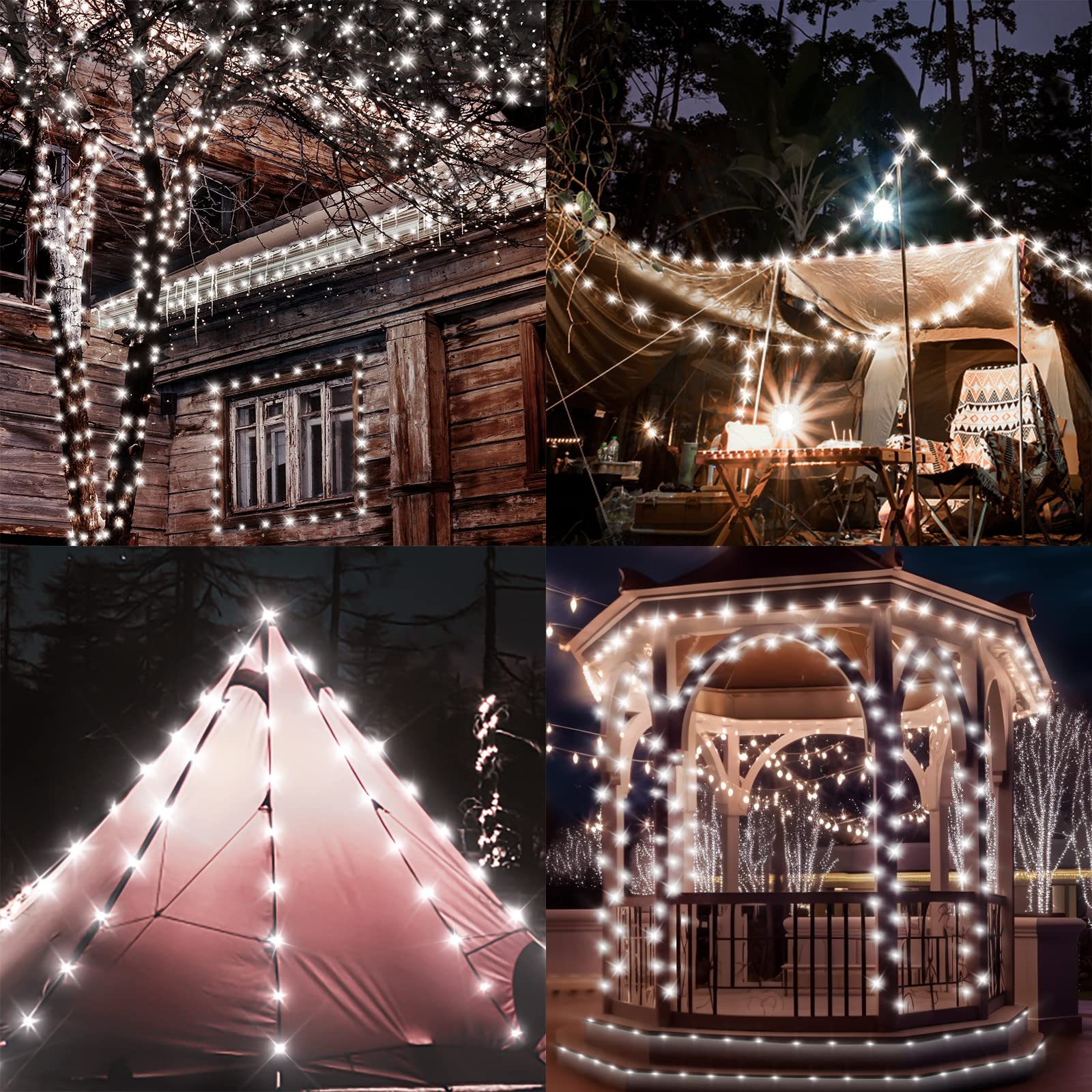 ROADAYLY 394 FT 1000 LED Christmas Lights Outdoor Waterproof Christmas Tree Lights with Remote Timer 8 Modes Green Wire Plug Fairy Lights Indoor Twinkle String Lights Xmas Decorations (Cool White)