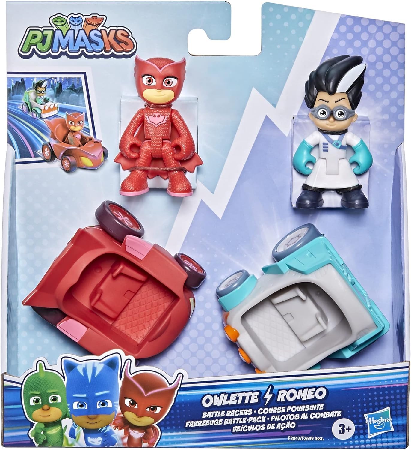 PJ Masks Owlette vs Romeo Battle Racers Preschool Toy, Vehicle and Action Figure Set for Kids Ages 3 and Up