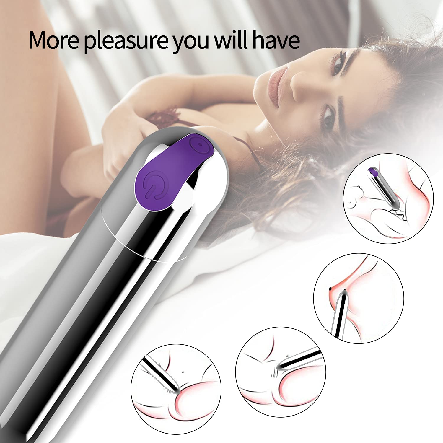 Bullet Vibrator with Angled Tip for Precision Clitoral Stimulation, Discreet Rechargeable Lipstick Vibe with 10 Vibration Modes Waterproof Nipple G-spot Stimulator Sex Toys for Women Redeeming Love