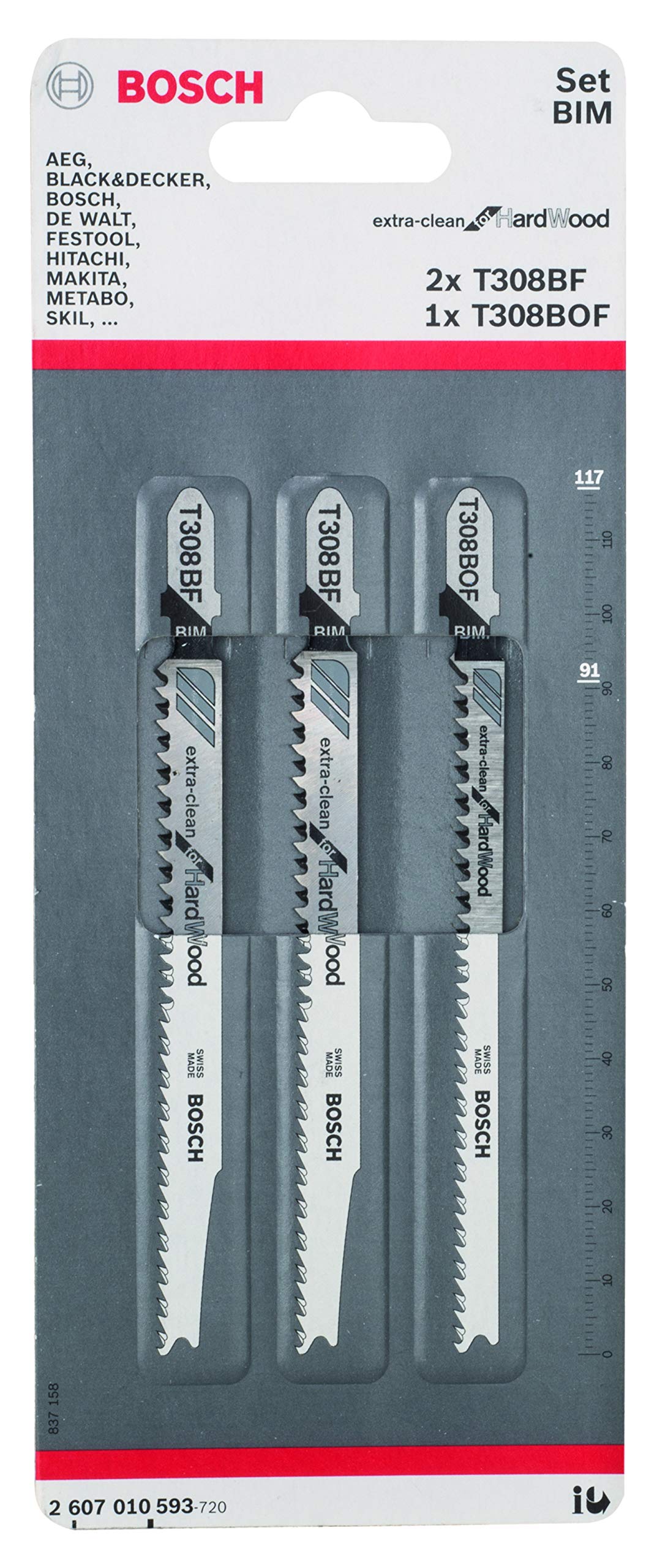 Bosch 2607010593 Jigsaw Blade T308BF/Bof 3 Pcs