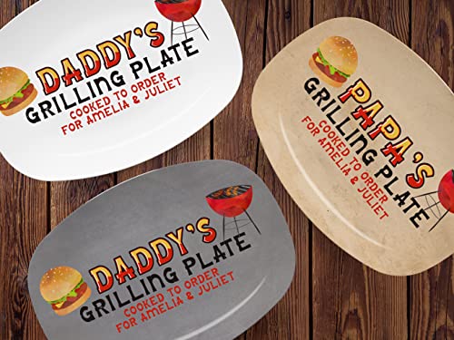 Personalized Barbecue Grilling Plate Custom Christmas Gifts for Dad Custom BBQ Grill Platter Daddy's Grilling Plate Gift Ideas for Grandfather Serving Trays Serving Plates for Fish Dish, Steak