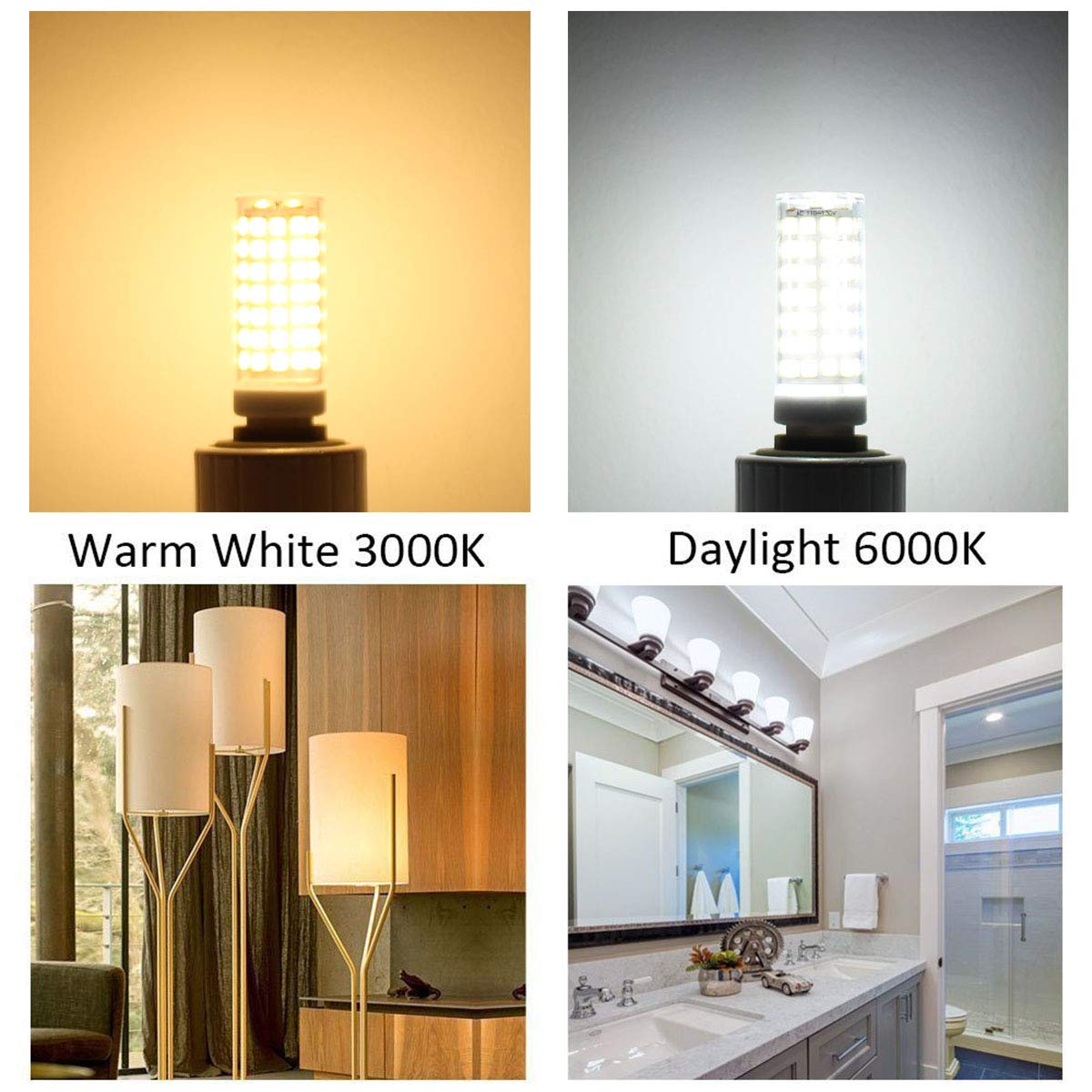 Attaljus E17 LED Bulb E17 Microwave Oven Appliance Light Bulbs, 7W (60W Halogen Bulb Equivalent), 580LM Daylight White 6000K, Dimmable Corn Bulbs for Over The Counter Range Hood, Pack of 2