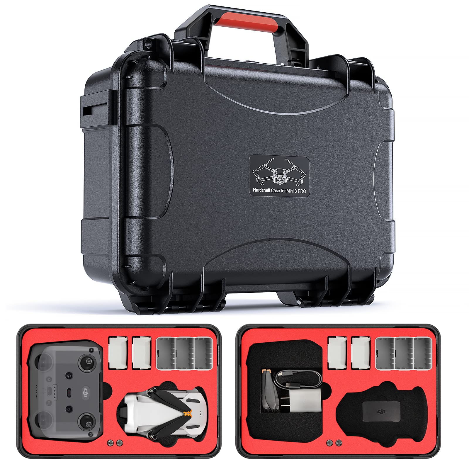 Case for DJI Mavic Mini 3 Pro Waterproof Hard Case, Outdoor Travel Storage Carrying Bag for DJI Mini3 Pro Fly More Combo & Drone RC Pro Smart Remote Controller Accessory Kit, Black [CASE ONLY]
