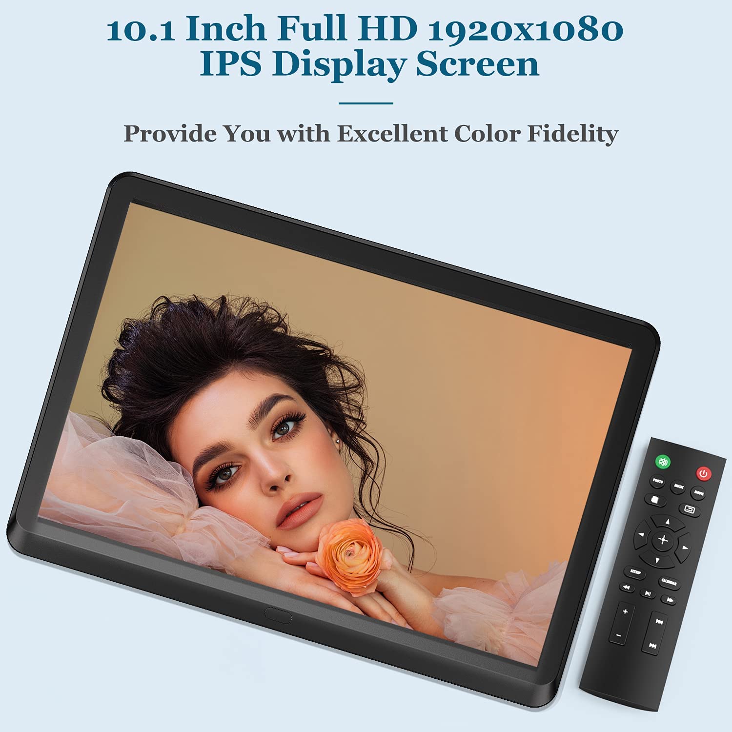 Digital Photo Frame with 10.1 Inch 1920x1080 FHD IPS Screen - toberto Digital Picture Frames with Remote Control, Slideshow, Picture Preview, Adjustable Brightness, Calendar,Using SD Card & USB Drive