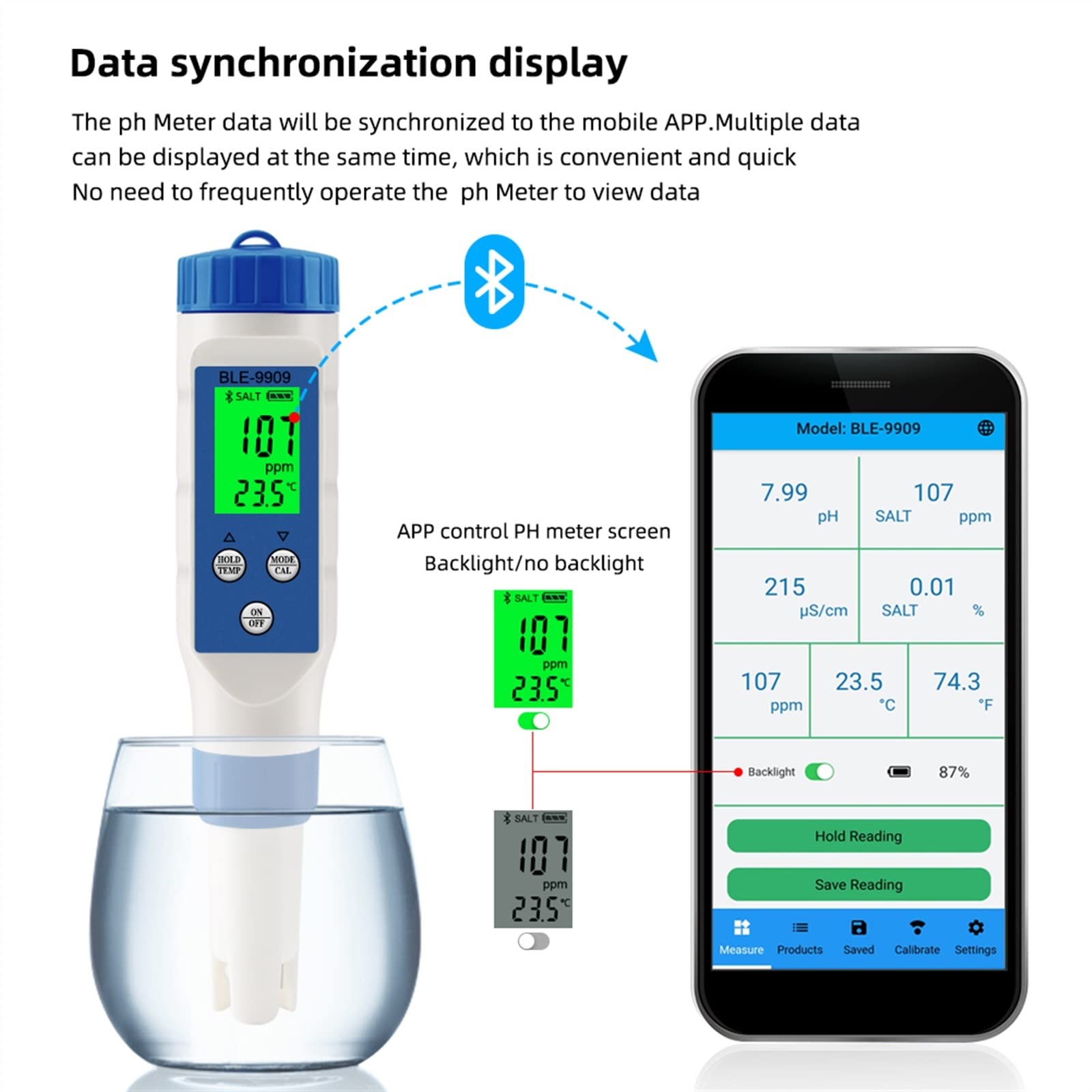 Digital Tester Smart Bluetooth Food Salinity Meter for Salt Water ATC Brine Pickle Sodium Chloride Multi-Parameter Tester 0.01-25.00%