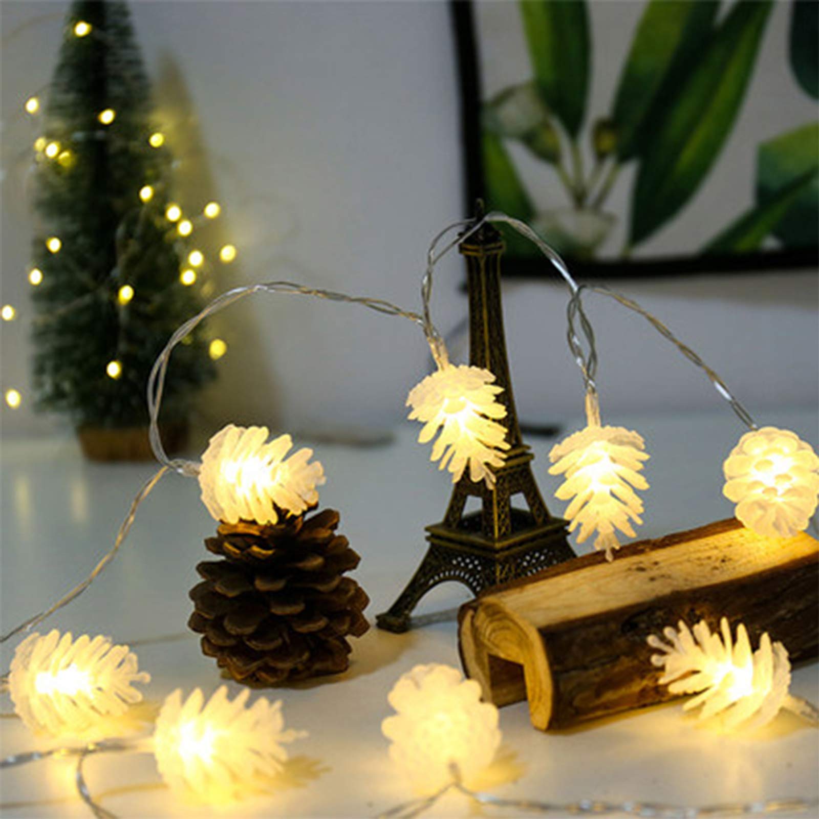 ζ Christmas Pine Cones Shape LED Fairy String 40 LED 19.68 feet Battery Power Warm White String Lights Indoor and Outdoor Home Garden Lights