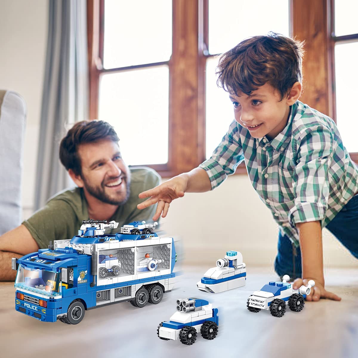 PANLOS 655 PCS Robot Building Toy, 6-in-1 Kids Engineering Fire Truck Building Blocks Kit, STEM Learning Building Bricks Toys Set for Kids Children Boys & Girls Age 4-8