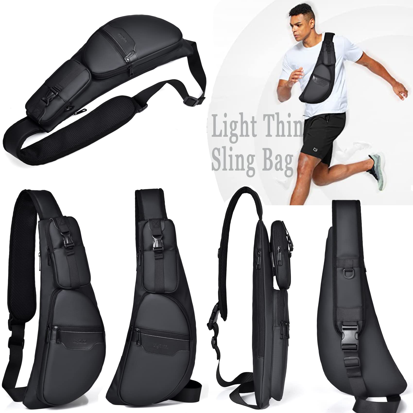 CAISANG Sling bag Chest Shoulder Backpack Crossbody Fanny Pack for Men Waterproof Personal Flex Bag for Travel Camping Outdoor Tactical Daypack
