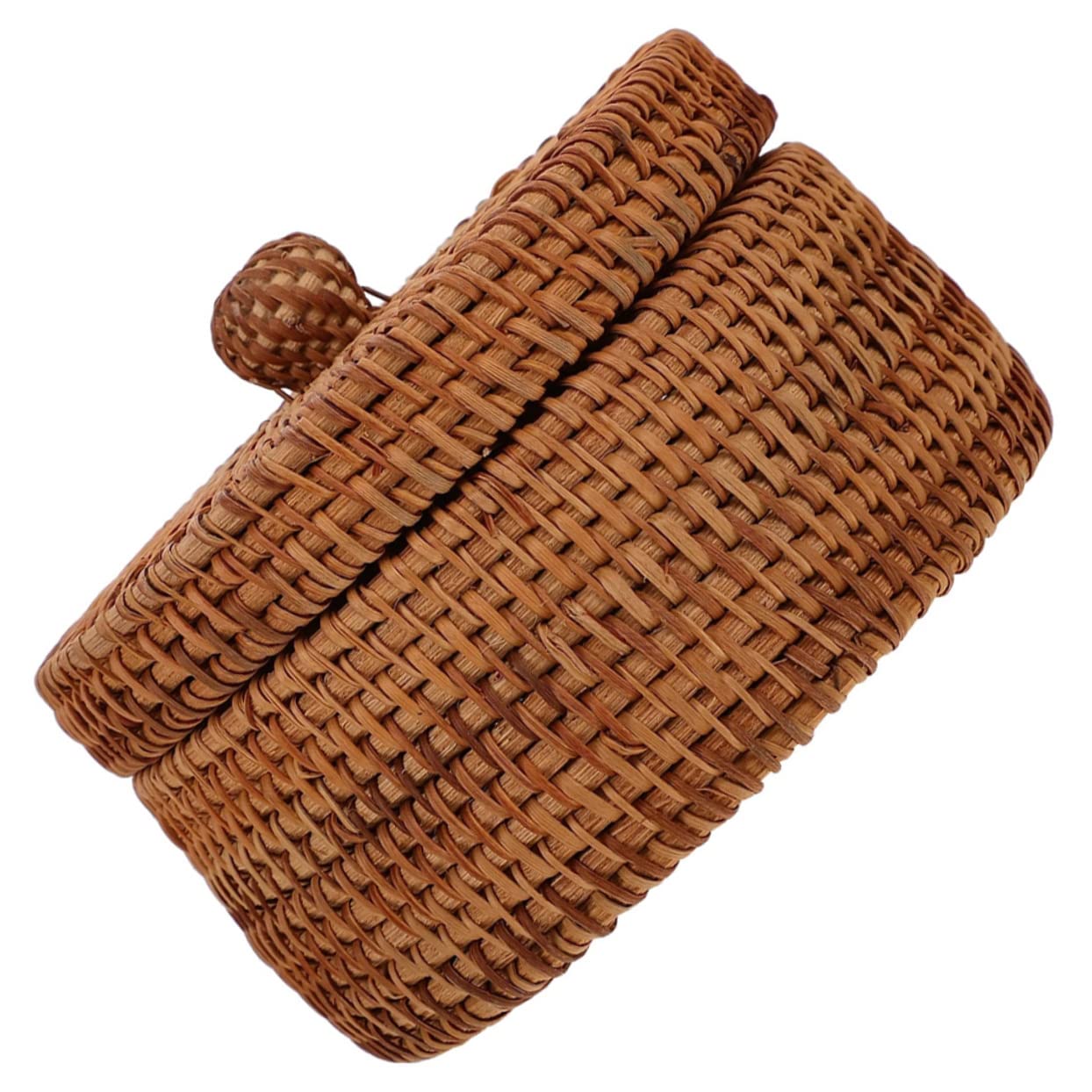 CAXUSD Box Rattan Storage Box Storage Box with Lid Makeup Organizer Case Round Storage Basket Lidded Basket for Storage Woven Storage Bowls Onion Basket Woven Storage Case Rattan Box Tray