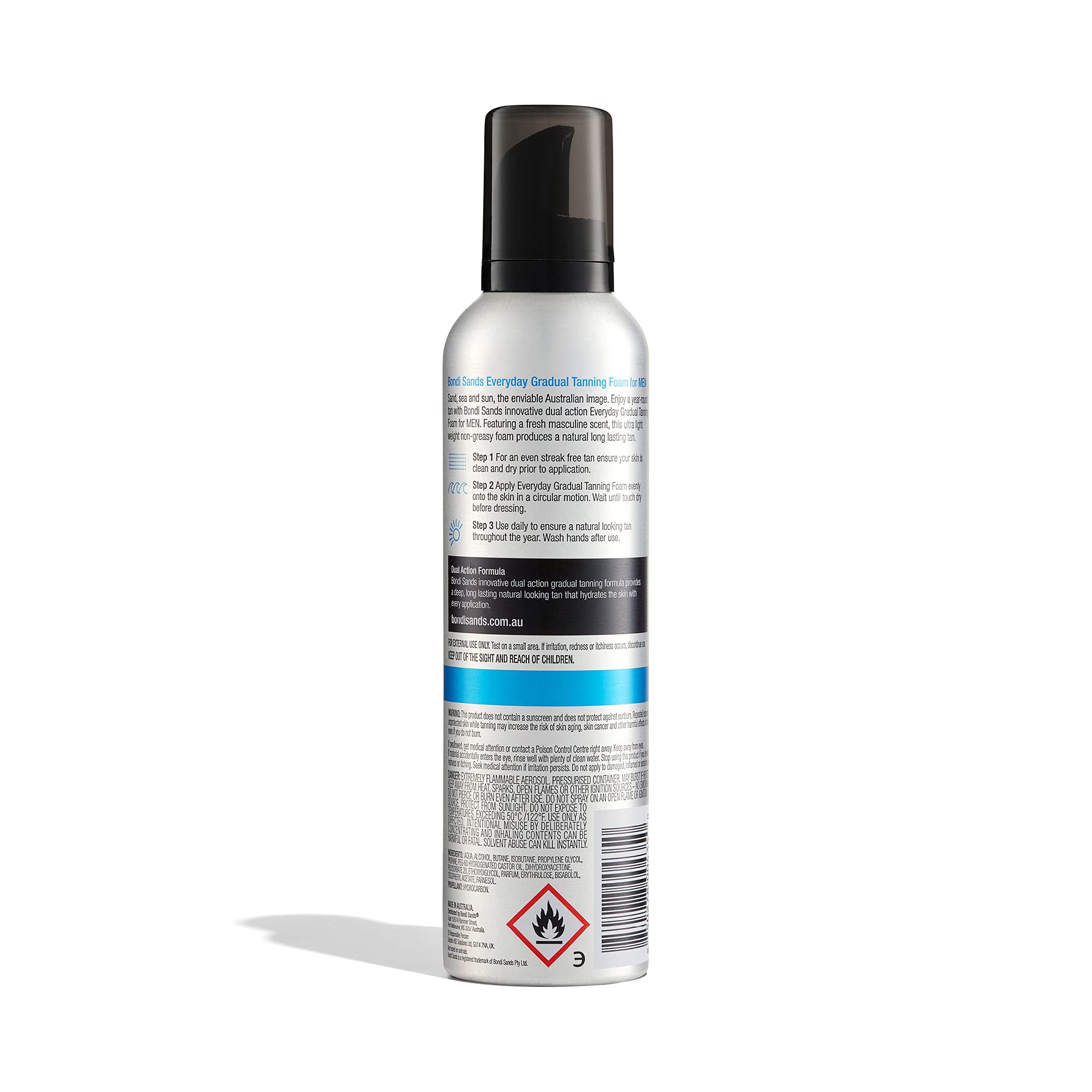 Bondi Sands Men's Everyday Gradual Tanning Foam | Effortless, Lightweight Tanning Foam Gradually Provides Easy Golden Glow | 7.04 oz/225 mL
