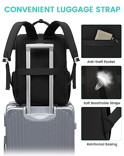 LOVEVOOK Laptop Backpack for Women,15.6 Inch College Backpack,Light Weight Travel Backpack Waterproof Casual Daypack Computer Backpack fits Travel Work Casual（15.6 inch,Black&Beige）
