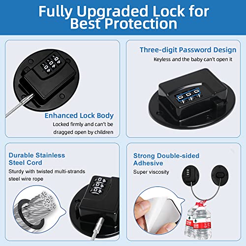 Fridge Lock AOSITE 1 Pcs Refrigerator Lock Combination Black Combo Fridge Locks for Adults Refrigerator Lock for Children Adhesive Freezer Door Lock Child Safe Refrigerator Lock for Kids