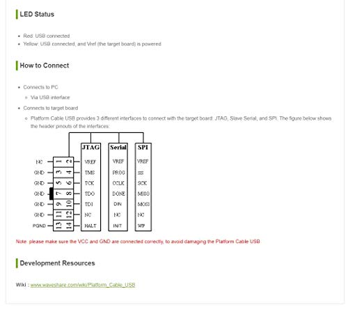 Waveshare XILINX JTAG Download Debugger Compatible XILINX Platform Cable USB FPGA CPLD in-Circuit Debugger Programmer