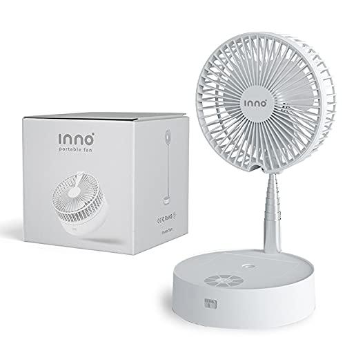 INNO Portable Fan & Essential Oil Diffuser – Foldable Standing or Desk Fan with Night Light, Air Diffuser, Humidifier – 24 Hr. Run Time, Peach Pink