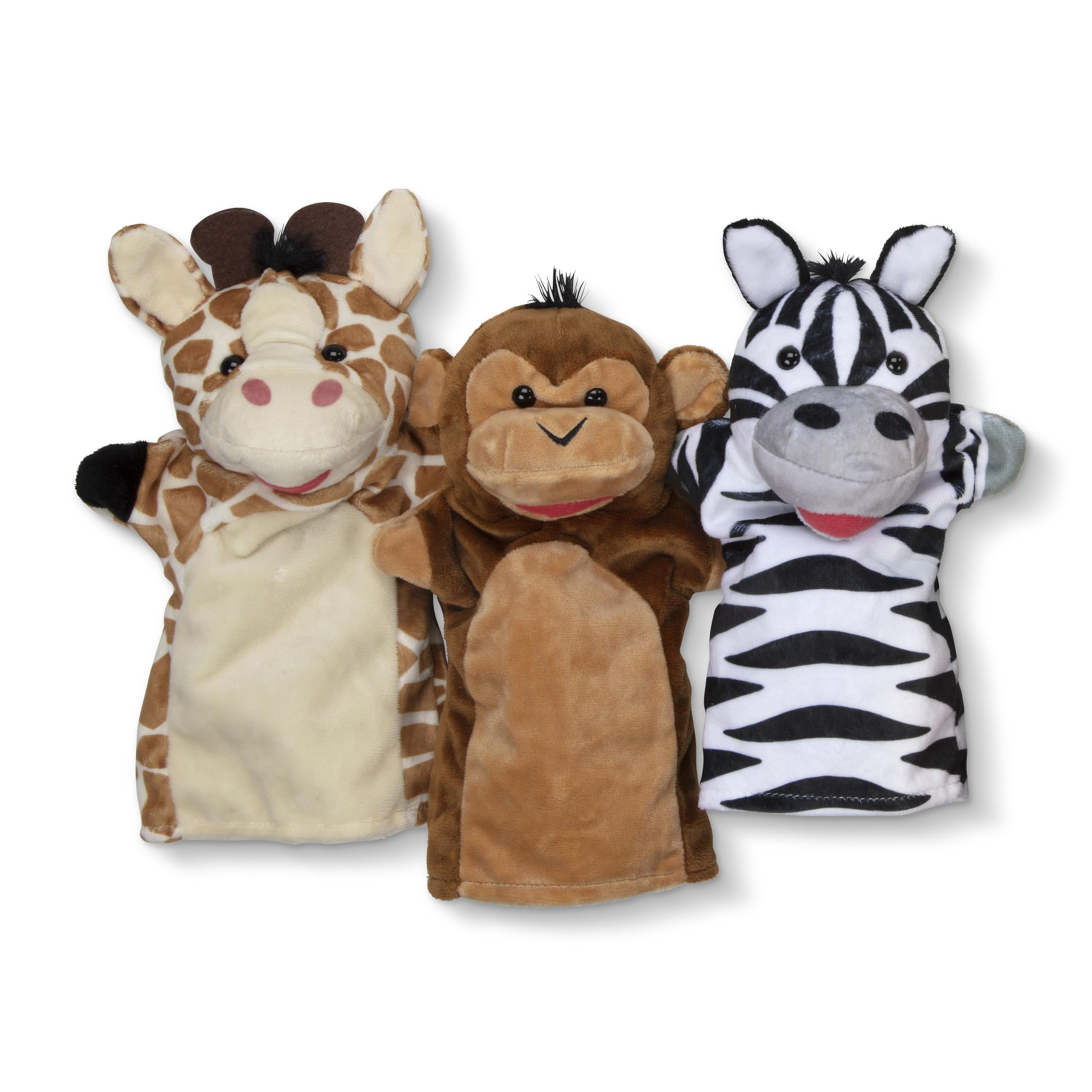Melissa & Doug Safari Buddies Hand Puppets, Set of 6 (Elephant, Tiger, Parrot, Giraffe, Monkey, Zebra) Soft, Plush Animal Hand Puppets For Toddlers And Kids Ages 2+
