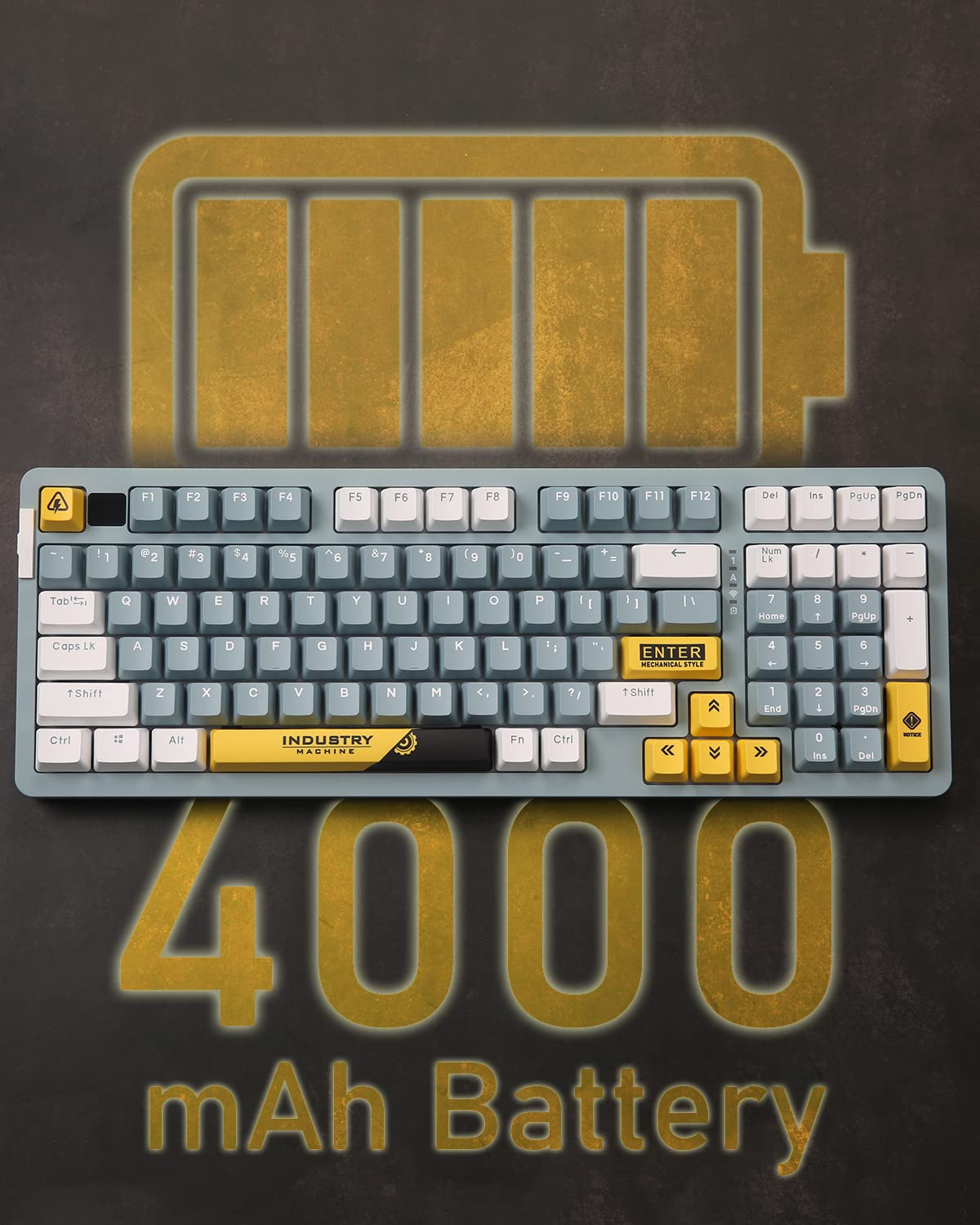 DAREU A98 Pro Tri-Mode Industry Gray Hot Swappable Gasket Structure Mechanical Gaming Keyboard, 98-Key, LED Screen, BT5.1/2.4G/USB-C, RGB Backlit, PBT Double-Shot Keycaps for Mac & Win (V3 Sky Switch)