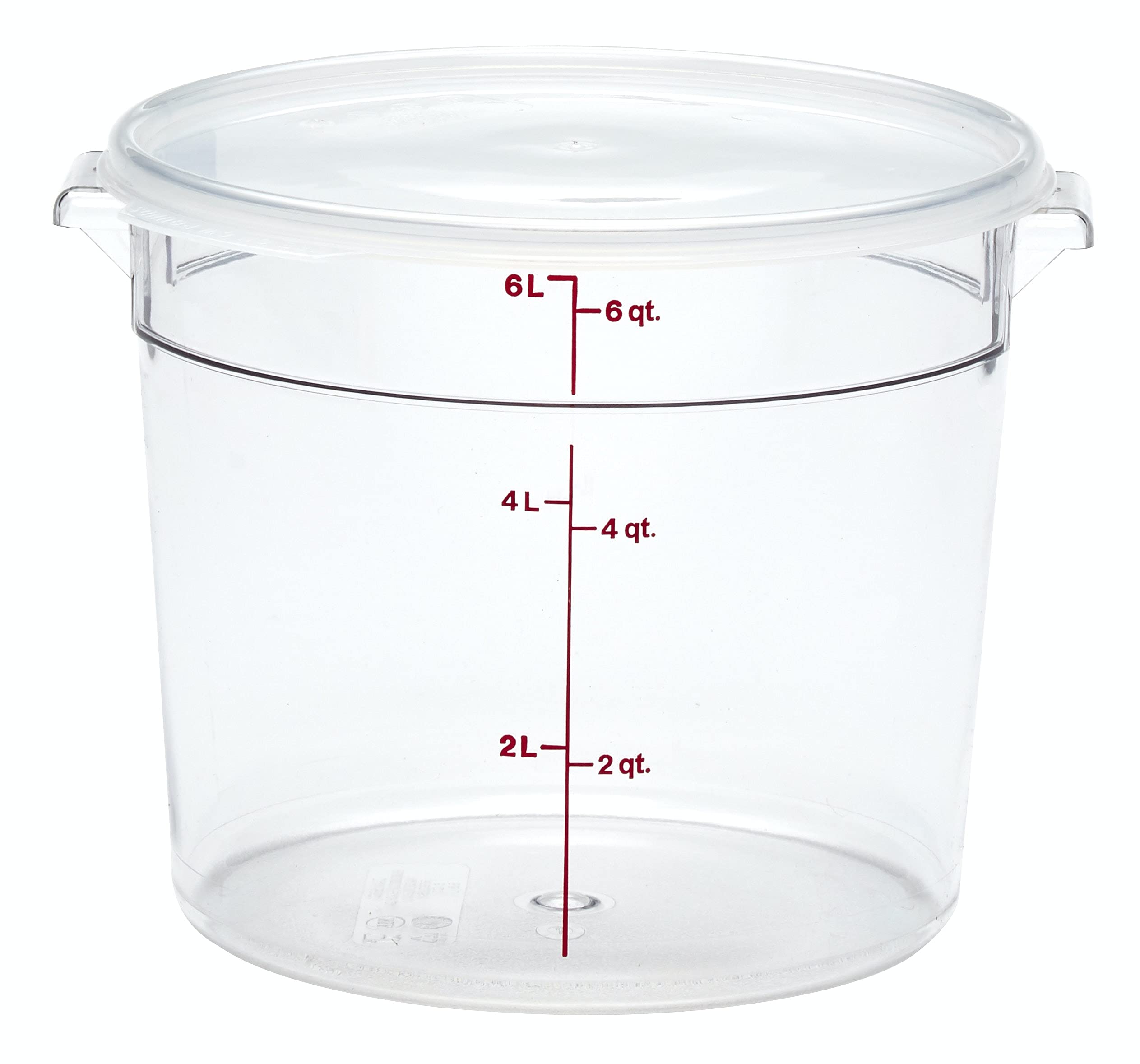 Cambro RFSCW6135 Camwear Round Food Storage Container, Polycarbonate, Clear, NSF, 6 Quart