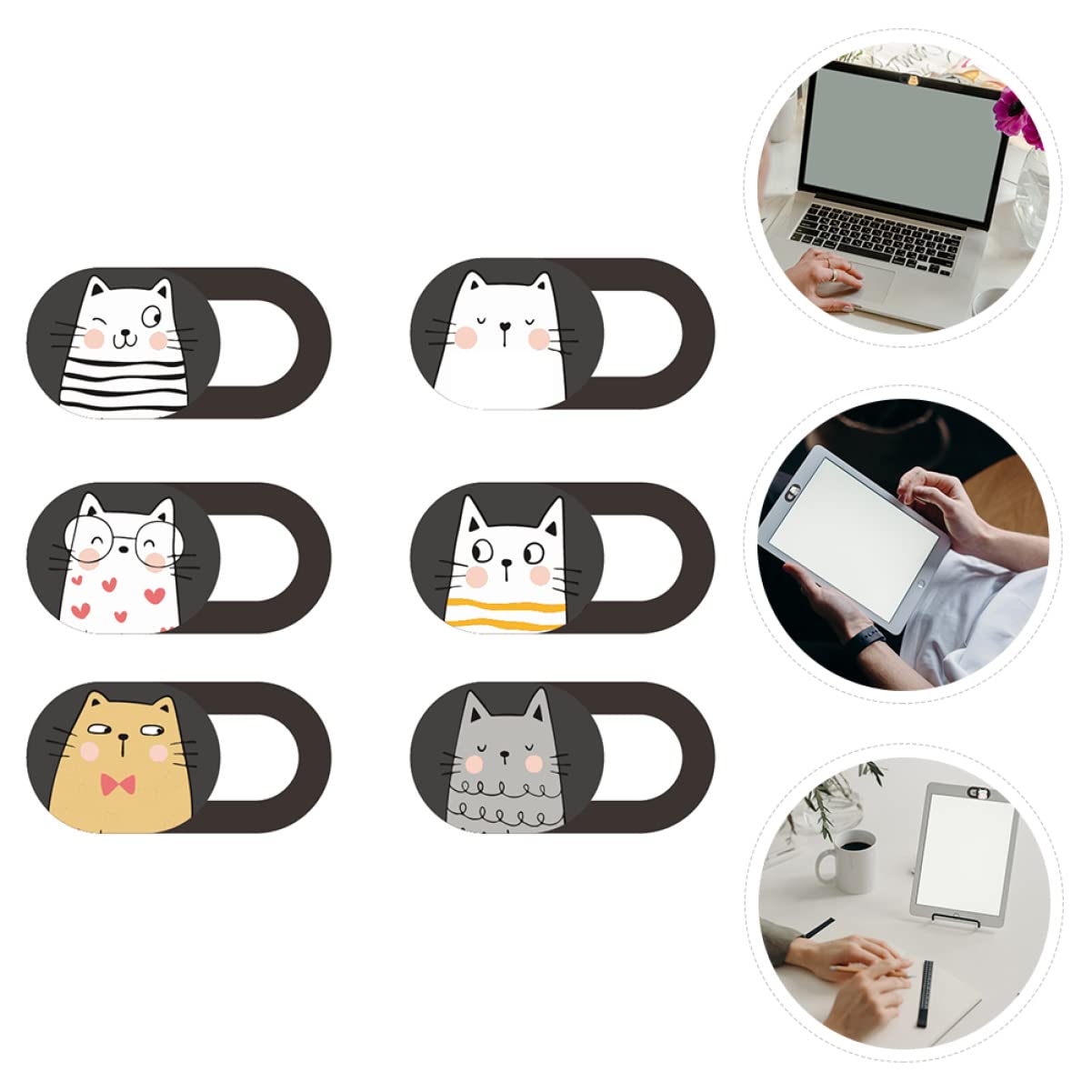 DIKACA Camera Cover Slide Web Camera Cover Cat Blocker Cover Cartoon Protector for Privacy Computer Web Slide Laptop Phone Camera Desktop Tablet Webcam/Webcam Privacy Cover Computer Camera Cover