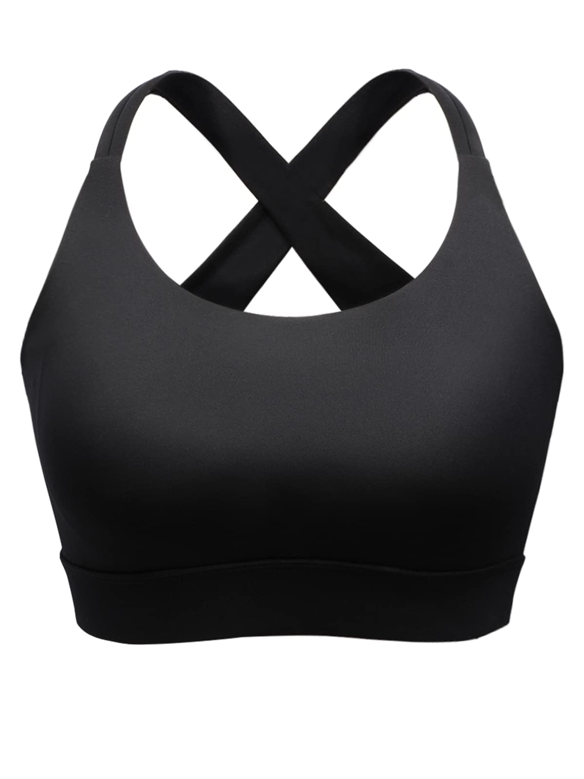 Blooming Jelly Womens Sports Bras High Support Yoga Bra Criss Cross Back Workout Tank Tops Black