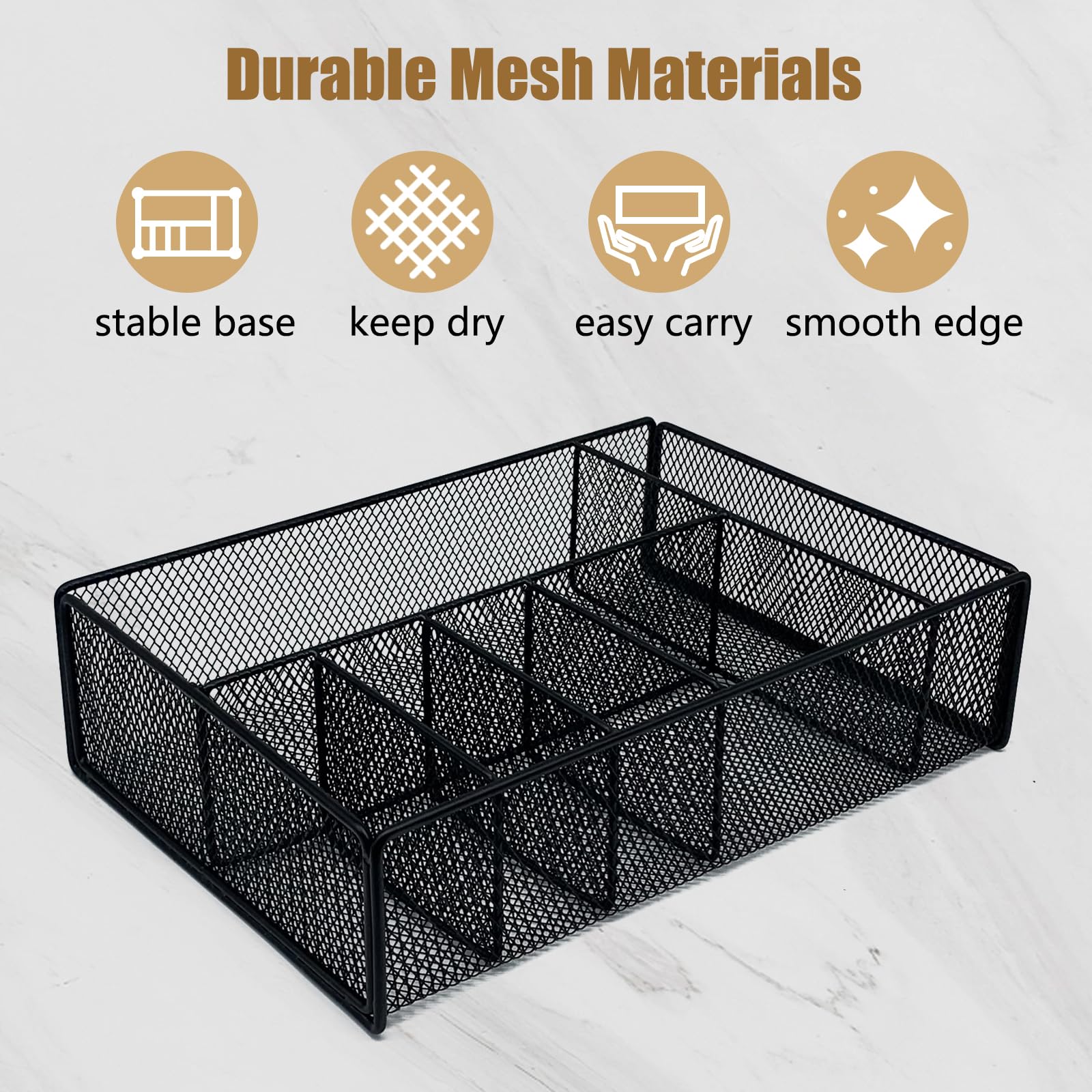 DysanVica Metal Paper Plate Dispenser - Utensil Holder for Kitchen Counter Cabinet Silverware Caddy Cutlery Flatware Organizer Storage Box for Plastic Spoon Fork Plates Napkins Cup Party Camping Black