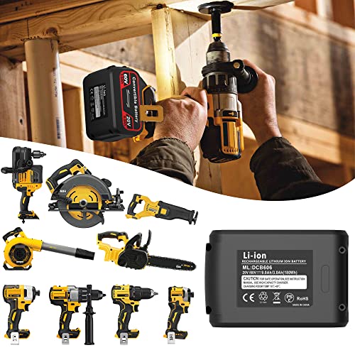 CHAUNVEN 9.0Ah DCB606 Battery Replacement for Dewalt 20V / 60V / 120V Battery MAX DCB606 DCB609 DCB612 Cordless Power Tools Battery