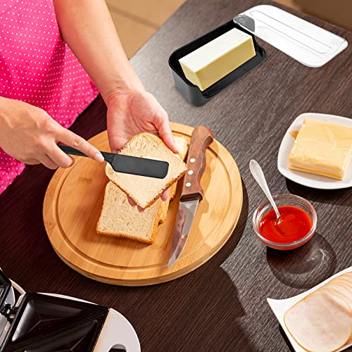 Butter Dish with Lid and Knife, Butter Container for Countertop, Butter Keeper for East West Coast Butter, Butter Keeper for Fridge(Black)