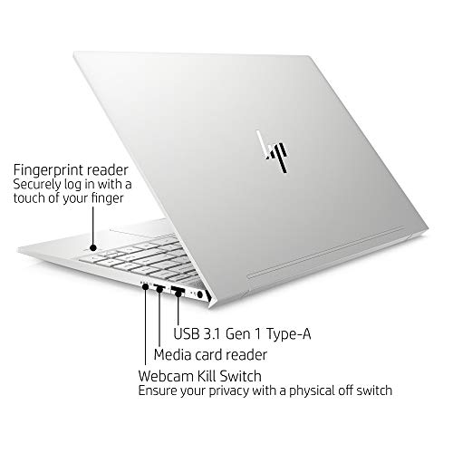 HP ENVY 13-13.99 Inches Thin Laptop w/ Fingerprint Reader, 4K Touchscreen, Intel Core i7-8565U, NVIDIA GeForce MX250 Graphics, 16GB SDRAM, 512GB SSD, Windows 10 Home (13-aq0044nr, Natural Silver)