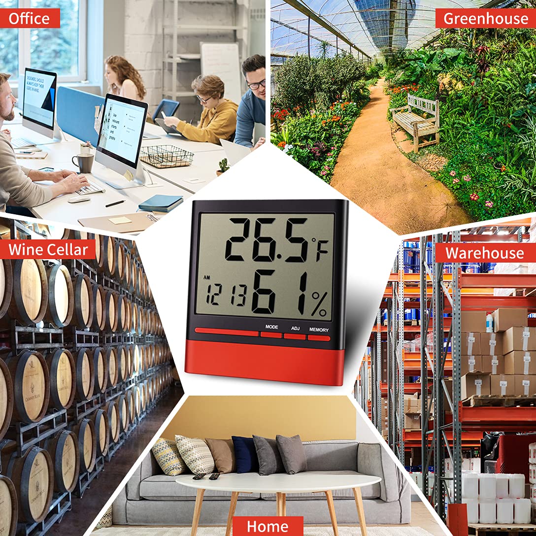 OXV Digital Hygrometer Indoor Thermometer with Large Bold Characters LCD Display, Enhanced Energy Saved Technology, High Accuracy Room Temperature and Humidity Gauge/Relative Humidity(RH) Meter