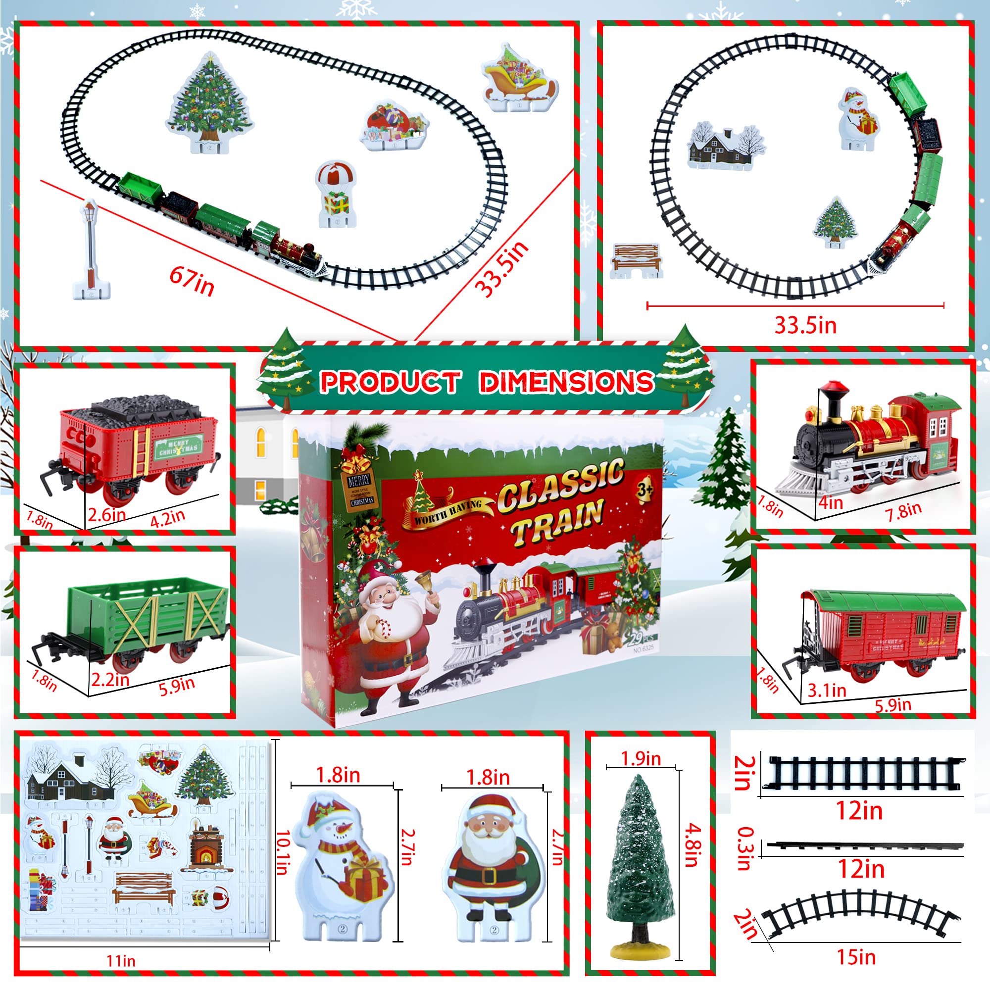 Christmas Train Set,Battery-Powered Train Toys with Light and Sounds Railway Tracks Sets Under/Around Christmas Tree Classic Toy Train Set Gifts for Boys Girls