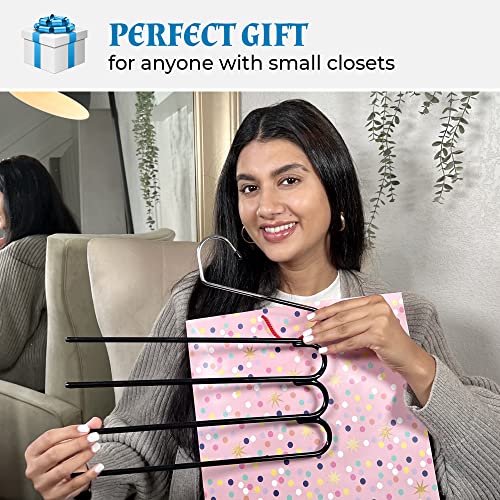 Pants Hangers | Multi Pants Hangers Space Saving- 4 Tier Space Saving Hangers- Metal Hangers for Pants and Jean Hangers, Multi Pant Hangers Non Slip Hangers for Pants Organizer (3)
