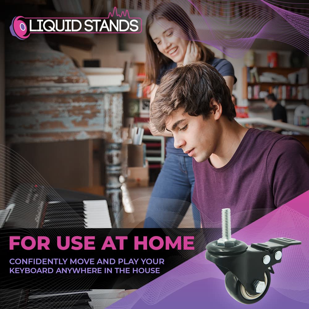 Liquid Stands Keyboard Stand Caster Wheels Set of 4 Replacement Locking Heavy Duty Wheels with Brake - Piano Stand Parts and Accessories