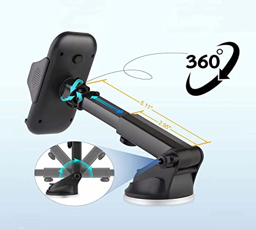 Car Phone Holder for Dashboard and Windshield.Suitable for Bumpy Roads.Adjustable Cell Phone Holder, Easy to Hug, Hands Free, Universal, Compatible with All Smartphones from 4 to 7 inches