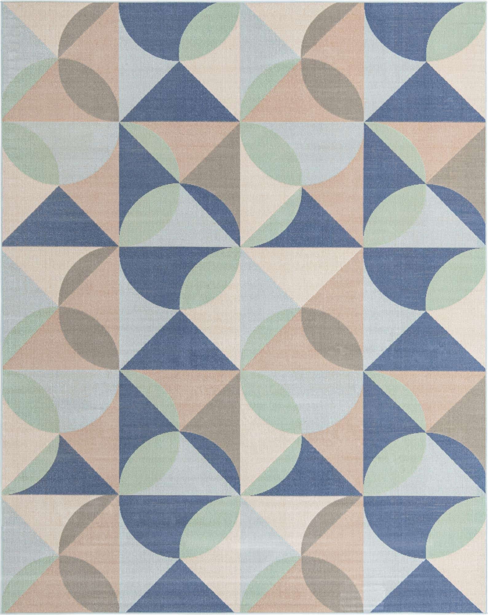 Unique Loom Lotus Collection Area Rug - King (8' x 10', Blue/ Light Blue)