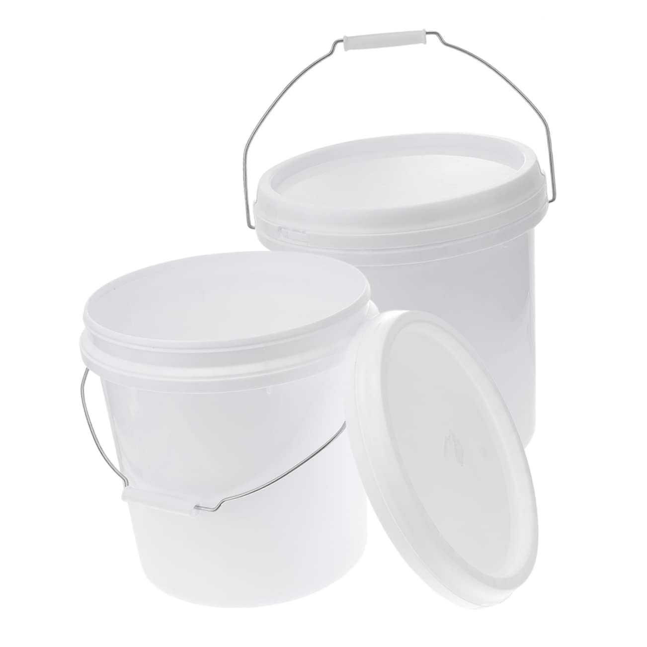 Buckets 2pcs Water L Home White Industrial Portable Container Purpose Bucket Paint Lid Pail for All with Plastic Use Outdoor Handle and Containers with Lids