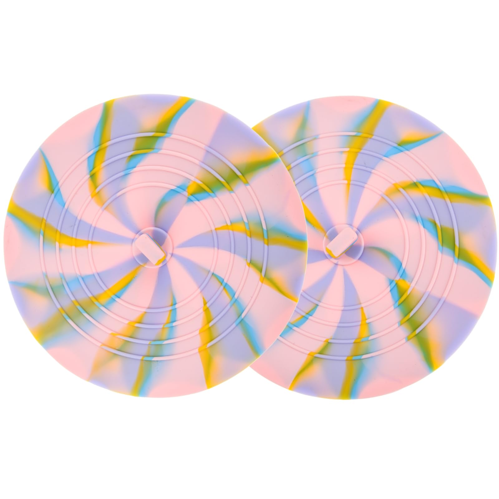 CALATOUR Tub Topper 6 inches Large Flat Suction Cover,Kitchen Sink Stopper,Drain Cover,Shower Drain Cover,Bathtub Drain Cover 2-Pack (Cute Colorful)