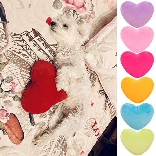 Cute Plush Pillow Fluffy Heart Throw Pillow, Valentines Day Decor Heart Shape Cushion Toy Throw Pillows Gift for Friends/Children/Girls (Purple)