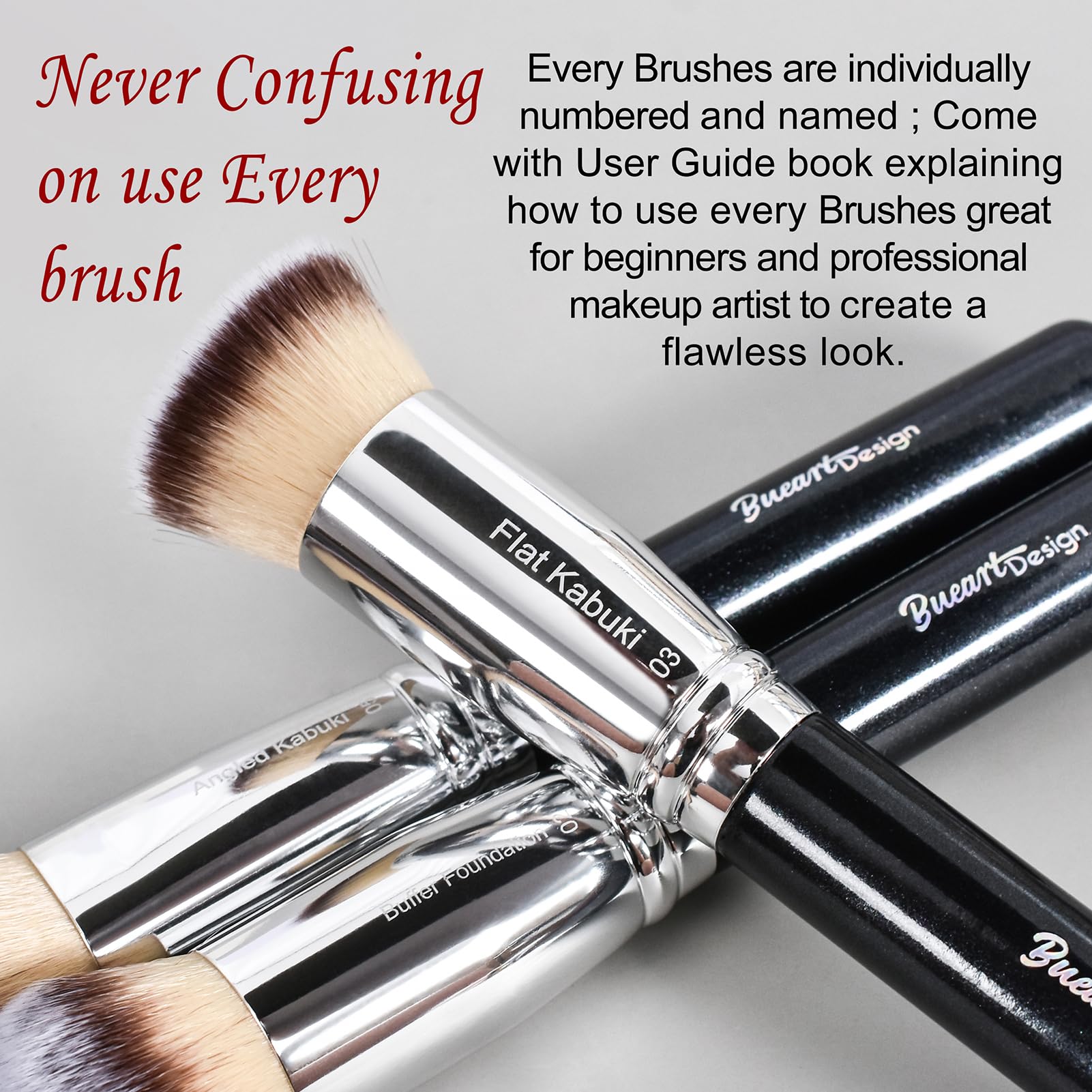 Bueart Design 18Pcs Essential Professional Makeup Brushes set ULTRA SOFT labeled Brush for Powder Foundation Face Blending Blush Concealers Eyeshadow (18Pcs Pearl Pink)