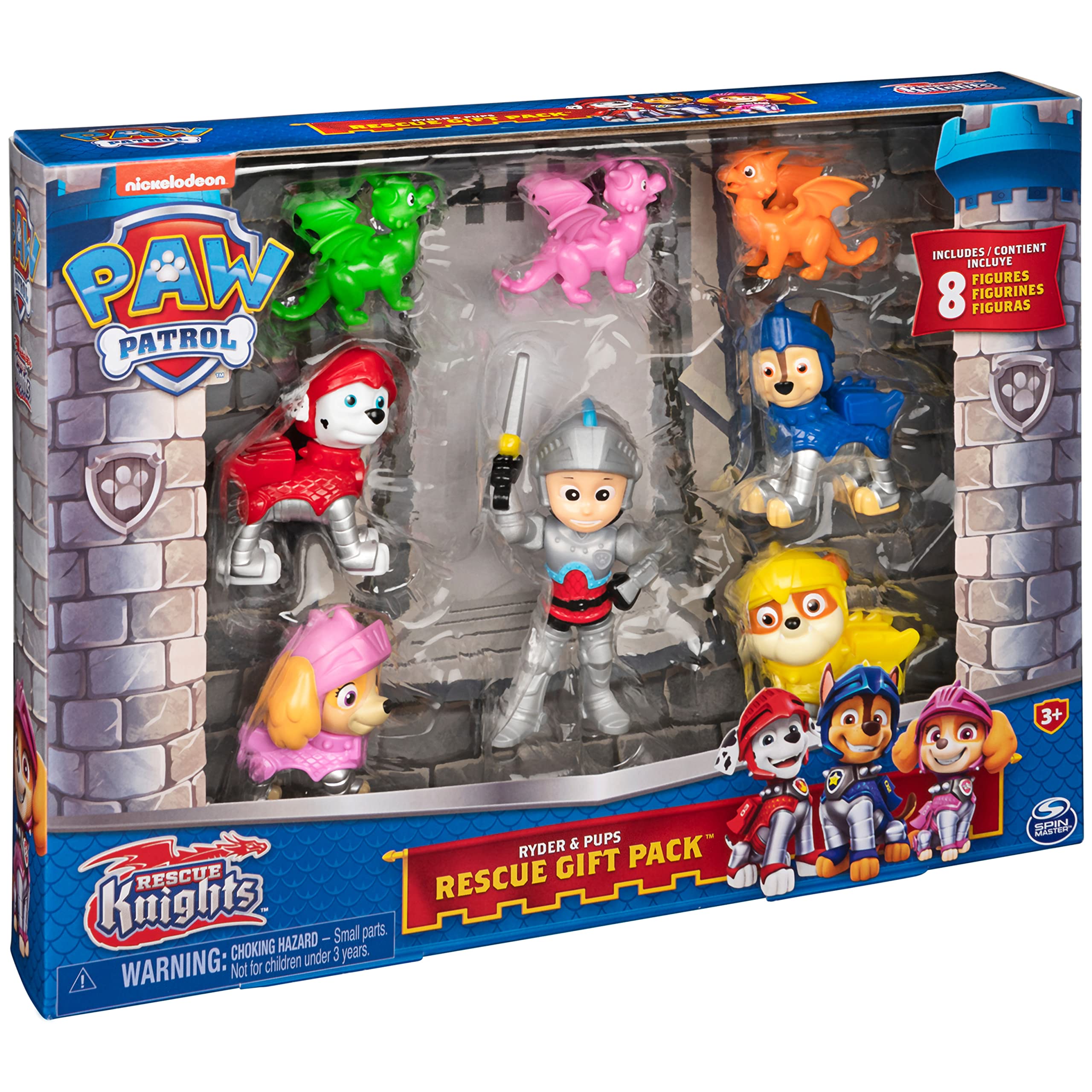 Paw Patrol, Rescue Knights Ryder and Pups Figure Gift Pack with 8 Toy Figures, Kids Toys for Ages 3 and up
