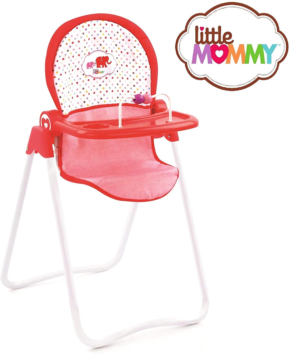 Little Mommy Snacky Doll High Chair (D92889), Front Feeding Tray with Toy Bar and Bottle Holder, Tilted Seat Function Allows Baby Doll to Nap - Fits Dolls up to 21 inches, Age 3+