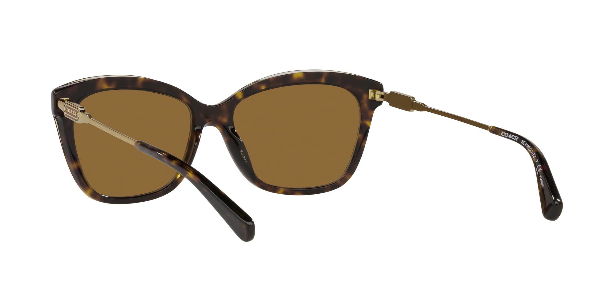 Coach HC8305 Sunglasses, Dark Tortoise/Brown Polarized, 57 mm