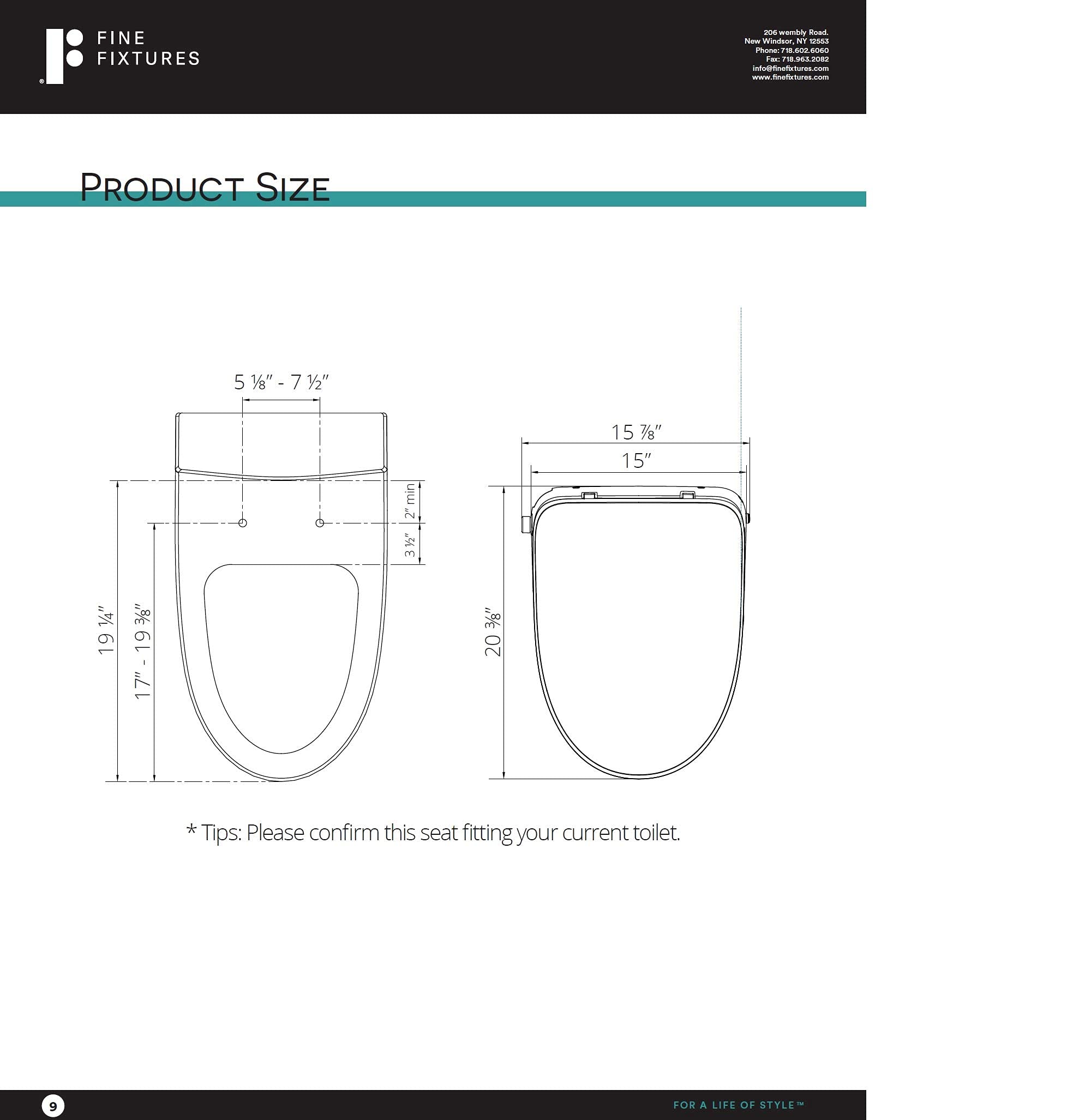 Fine Fixtures Smart Toilet Bidet Seat - Elongated.