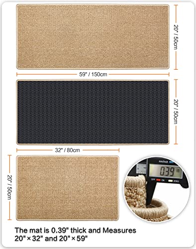 BxzanDya Kitchen Rug and Mats[2pcs] 20x59 Inch/20x32 Inch, Kitchen Rugs and Mats Non Skid Washable, for Kitchen Sink Side Mats, Aisle Rugs, Hallway Rugs(Oats, 20 "x32 + 20 "x59)