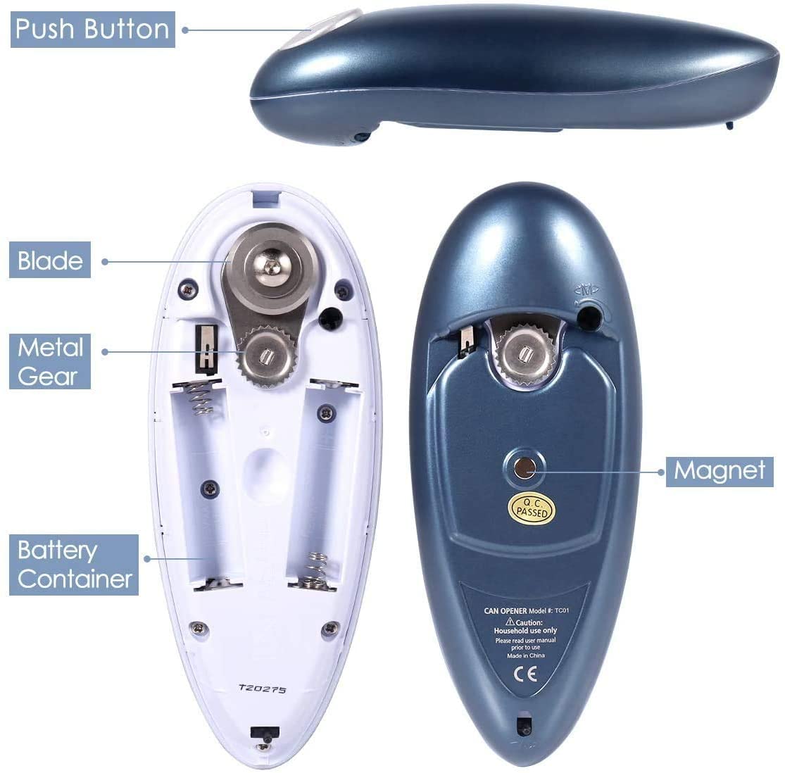 Can Opener, Smooth No Sharp Edges Can Opener for any Size Can, Restaurant Can Opener Automatic, Hand Free Can Opener, Best Kitchen Gadget for Chefs, Arthritis and Seniors